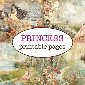25 Printable PRINCESS Themed PAGES / Romantic Junk Journal ...