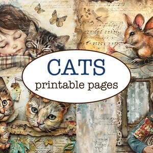 25 Printable CAT PAGES / Junk Journal / Animals Scrapbooking Paper ...