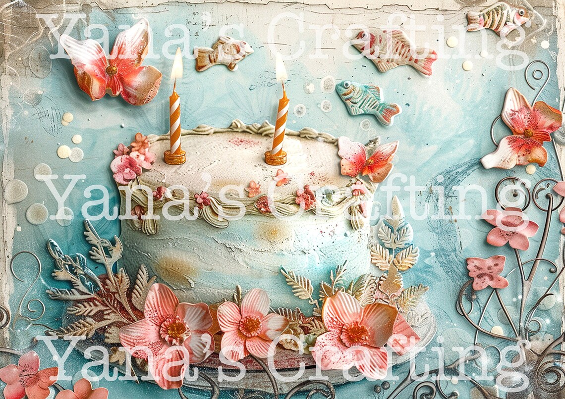 25 Printable BIRTHDAY CAT PAGES / Junk Journal / Animals Scrapbooking ...