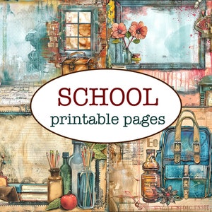 25 Printable SCHOOL Themed PAGES / Printable Junk Journal / Vintage ...