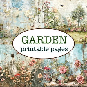 25 Printable GARDEN PAGES / Junk Journal / Scrapbooking Paper ...