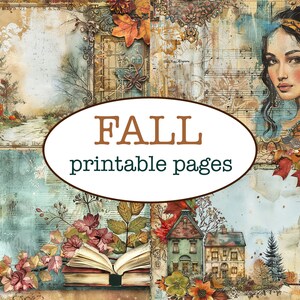 25 Printable FALL Themed PAGES / Printable Junk Journal / Vintage ...