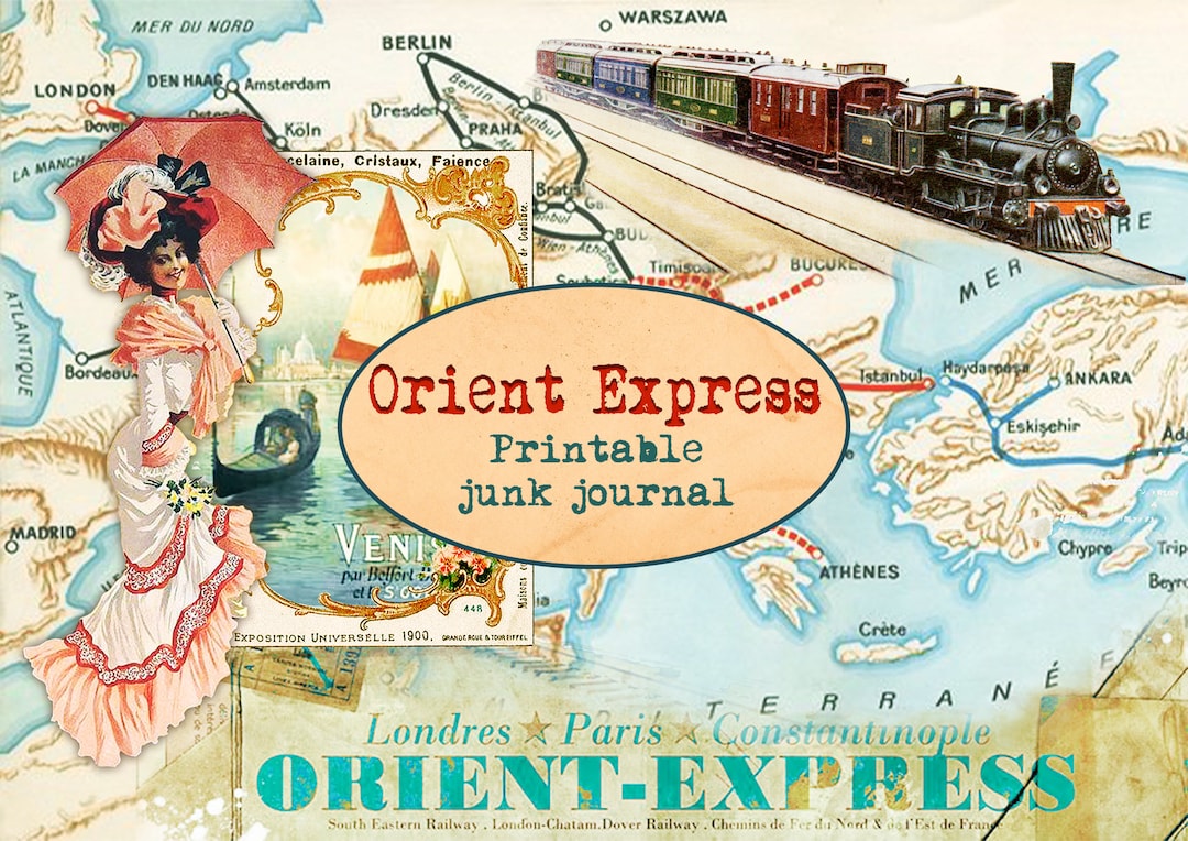 ORIENT EXPRESS Printable Junk Journal (15 Pages)/ Collaged Scrapbooking ...