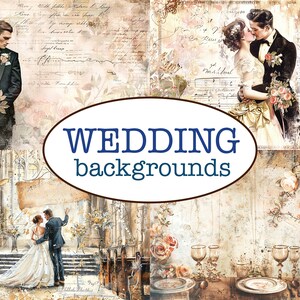 25 Printable WEDDING Printable Backgrounds / Love Junk Journal ...