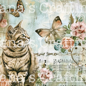 25 Printable CAT PAGES / Junk Journal / Animals Scrapbooking Paper ...