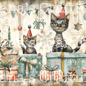 25 Printable BIRTHDAY CAT PAGES / Junk Journal / Animals Scrapbooking ...