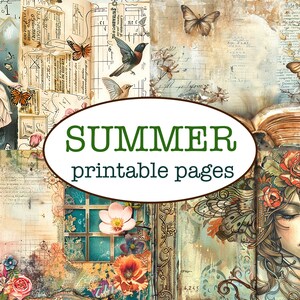 25 Printable SUMMER Themed PAGES / Printable Junk Journal / Vintage ...