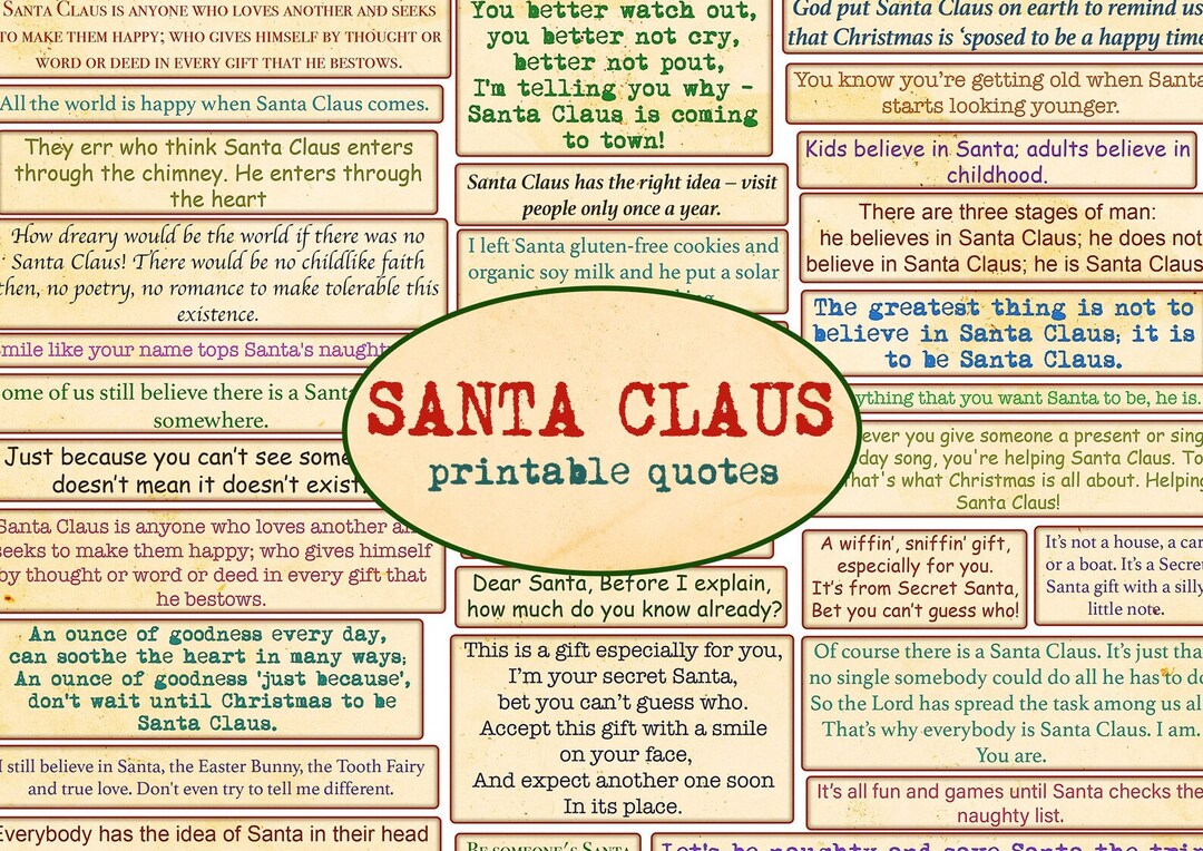 Santa Claus Quotes / Vintage Ephemera / Quotes and Phrases / Winter ...