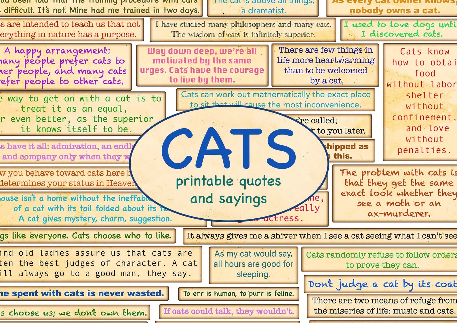 CATS Printable Quotes / Cut Out Ephemera / Sentiments - Etsy