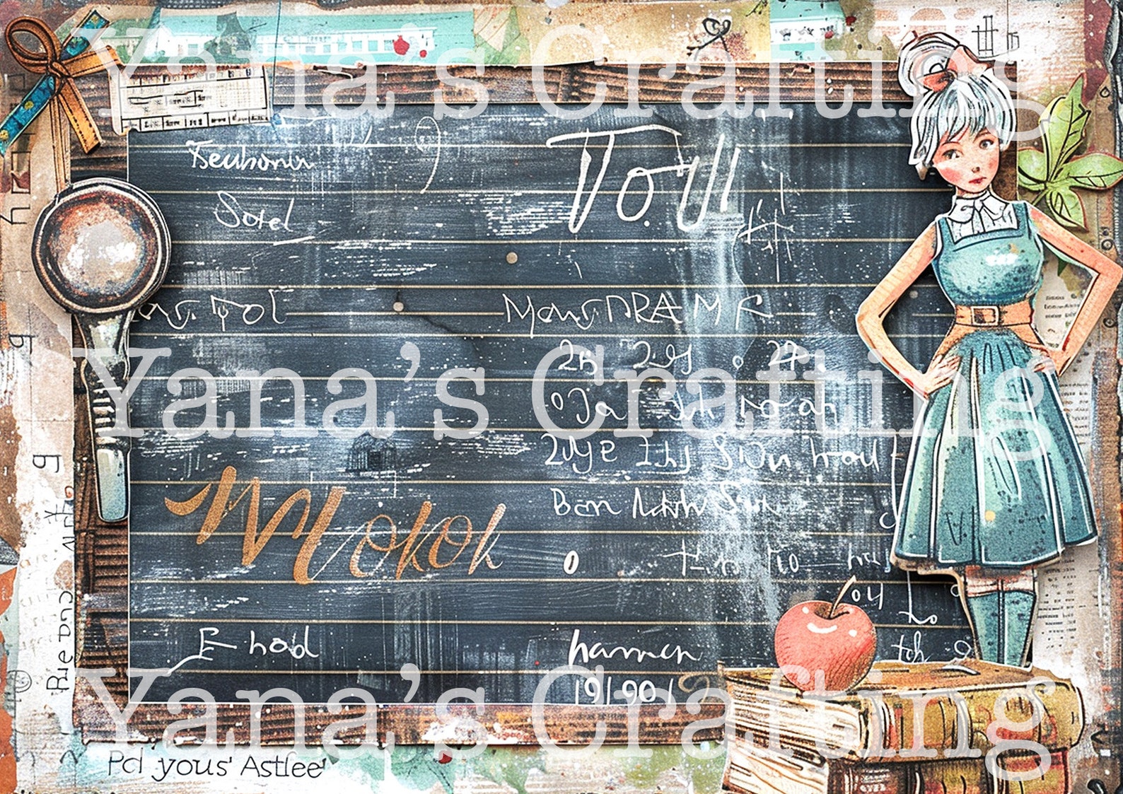 25 Printable SCHOOL Themed PAGES / Printable Junk Journal / Vintage ...