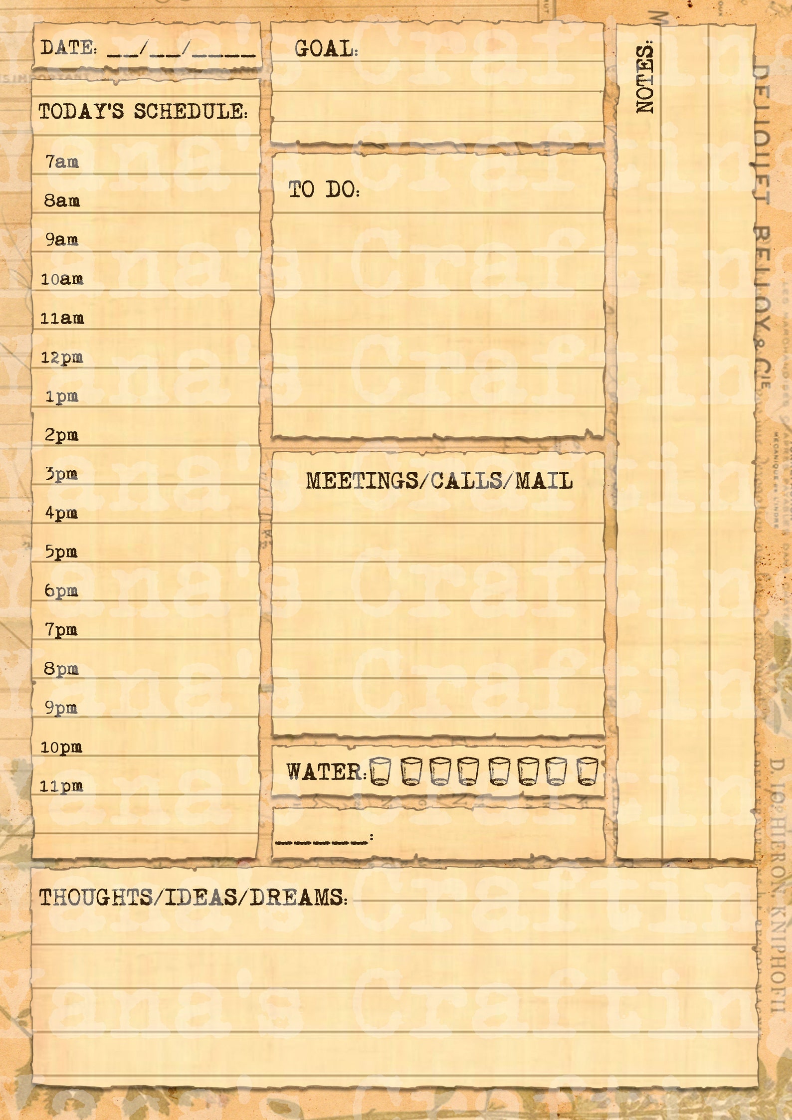 Vintage Daily Planner / 2 Designs / Journaling Ephemera / Cut - Etsy