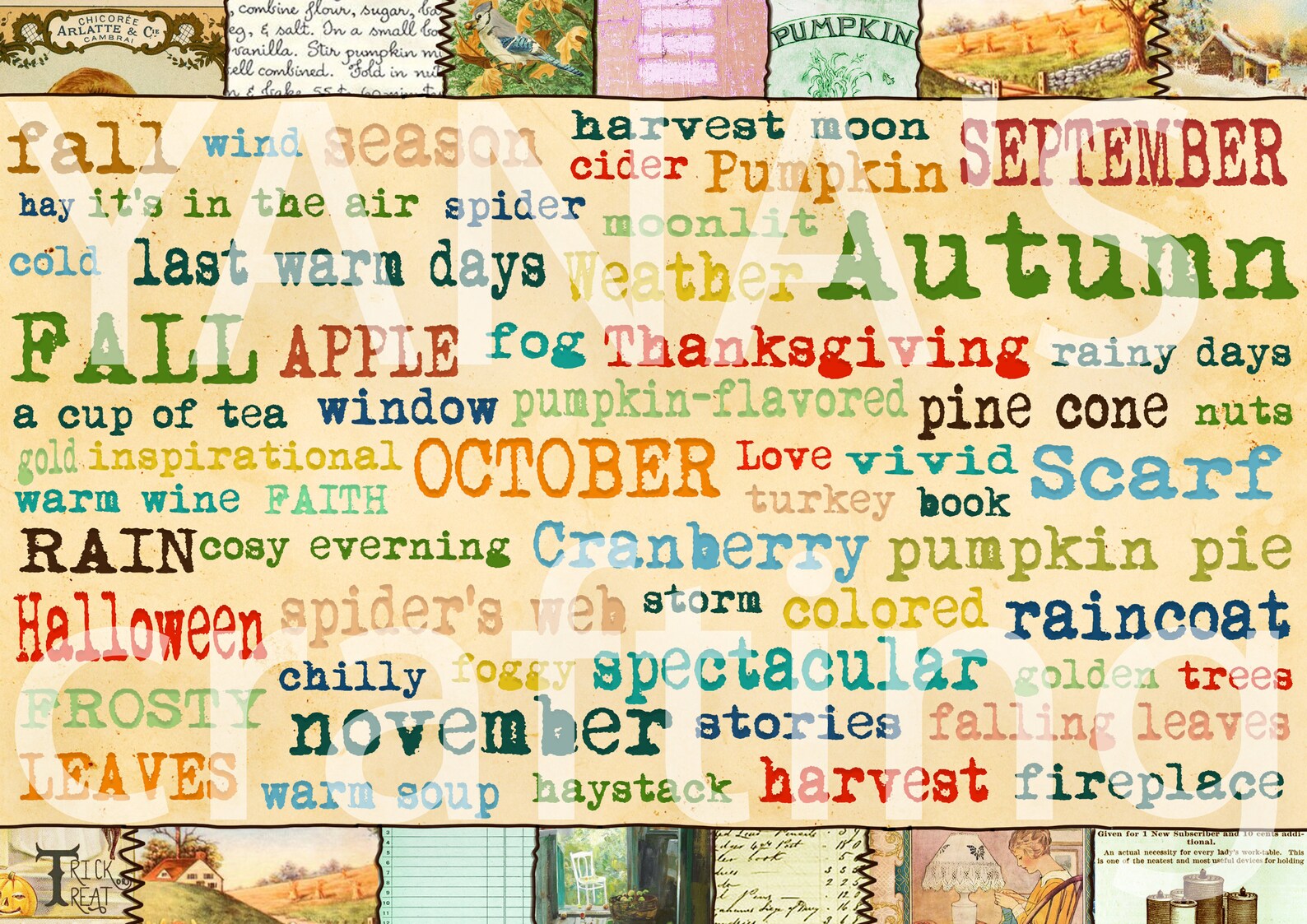 OCTOBER Journal KIT 12 Sheets / Printable Junk Journal / | Etsy