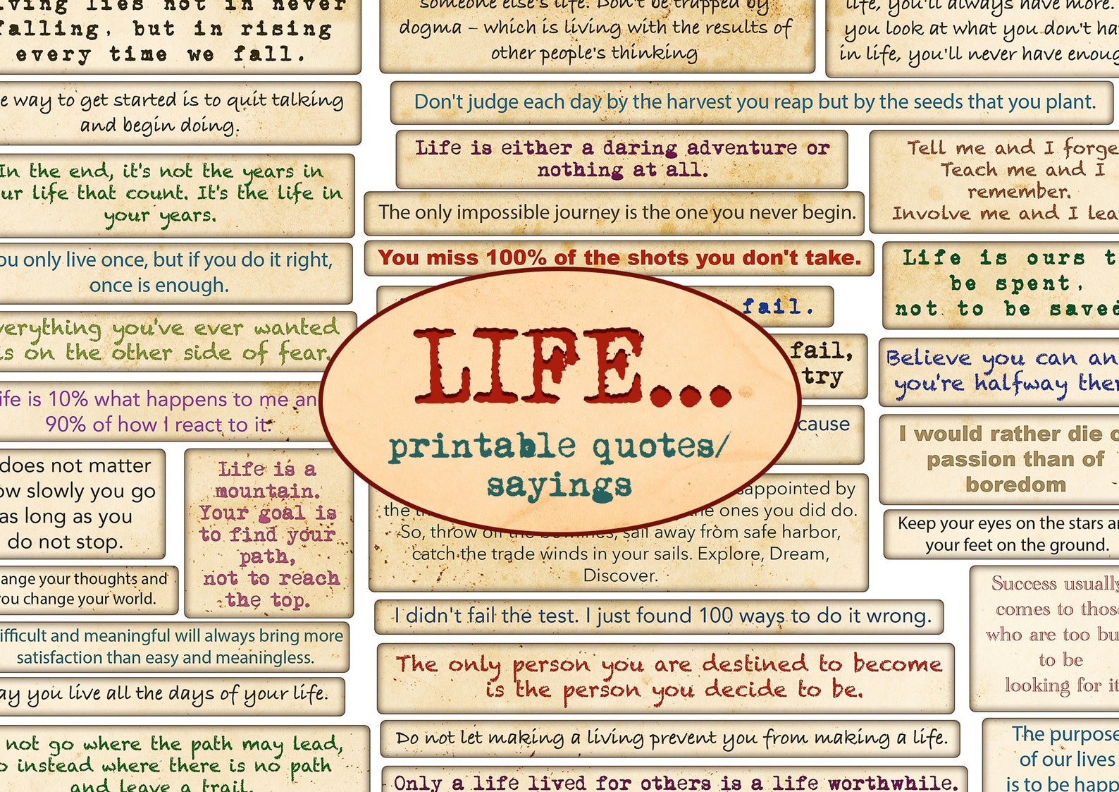 LIFE Printable Quotes Sentiments for Journaling / Vintage - Etsy