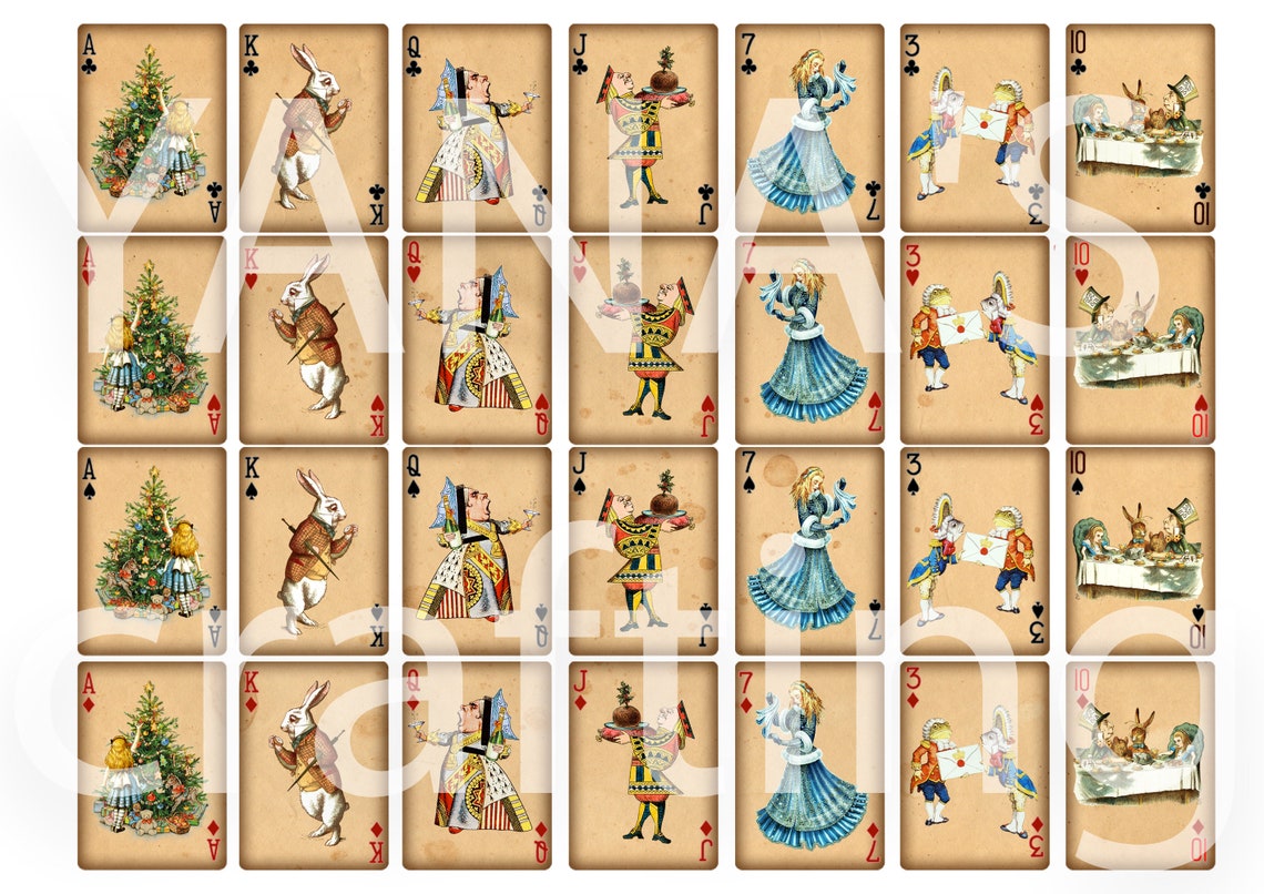 Printable Mini Cards Alice's Christmas in Wonderland / | Etsy