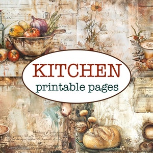 25 Printable KITCHEN PAGES / Cooking Junk Journal / Scrapbooking Paper ...