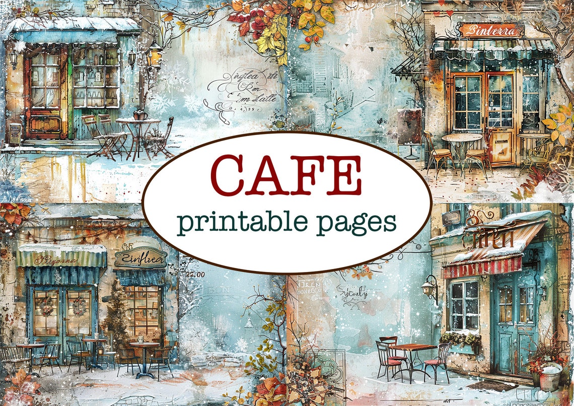 25 Printable CAFE Themed PAGES / Printable Junk Journal / Vintage ...