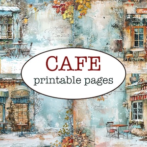 25 Printable CAFE Themed PAGES / Printable Junk Journal / Vintage ...