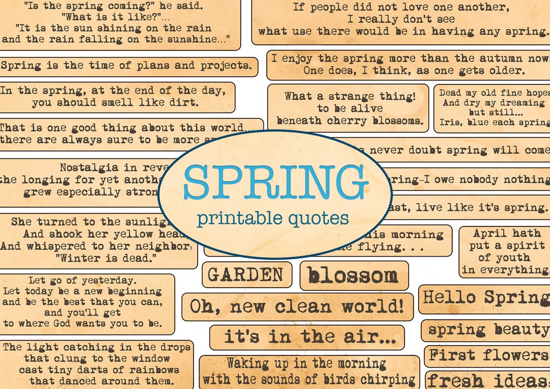 Spring Quotes and Phrases / Printable Vintage Ephemera / Embellishment ...