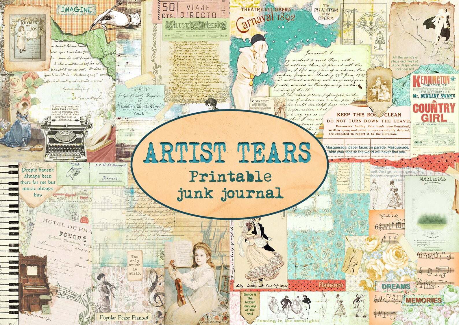 ARTIST TEARS Journaling Kit 15 Pages / Printable Junk - Etsy