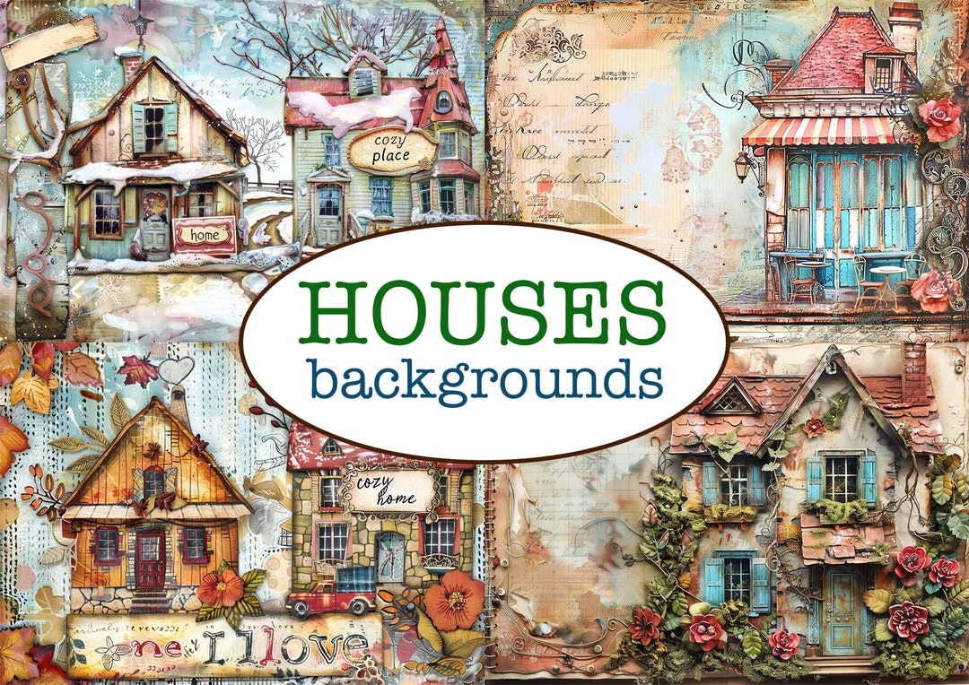 25 Printable WHIMSICAL HOUSES Themed PAGES / Printable Junk Journal ...