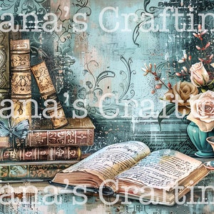 25 Printable BOOK PAGES / Reading Themed Junk Journal / Scrapbooking ...