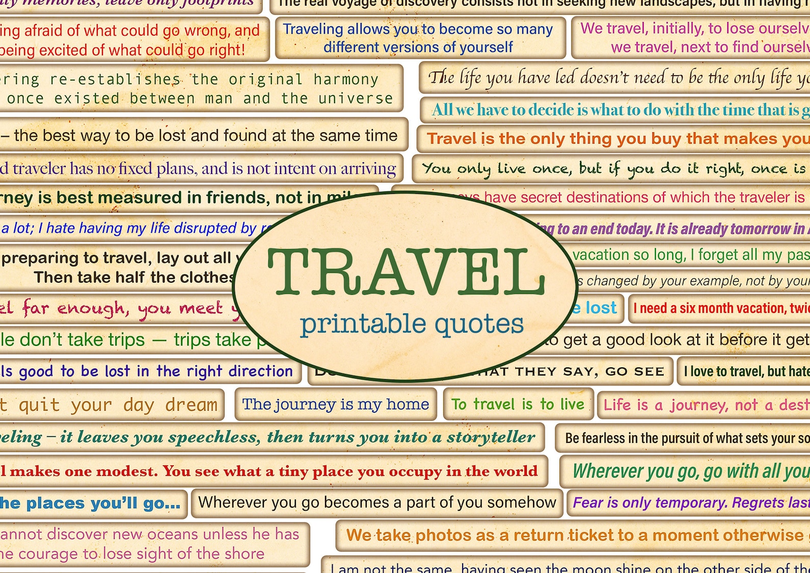 TRAVEL Printable Quotes / Cut Out Ephemera / Sentiments Printable ...