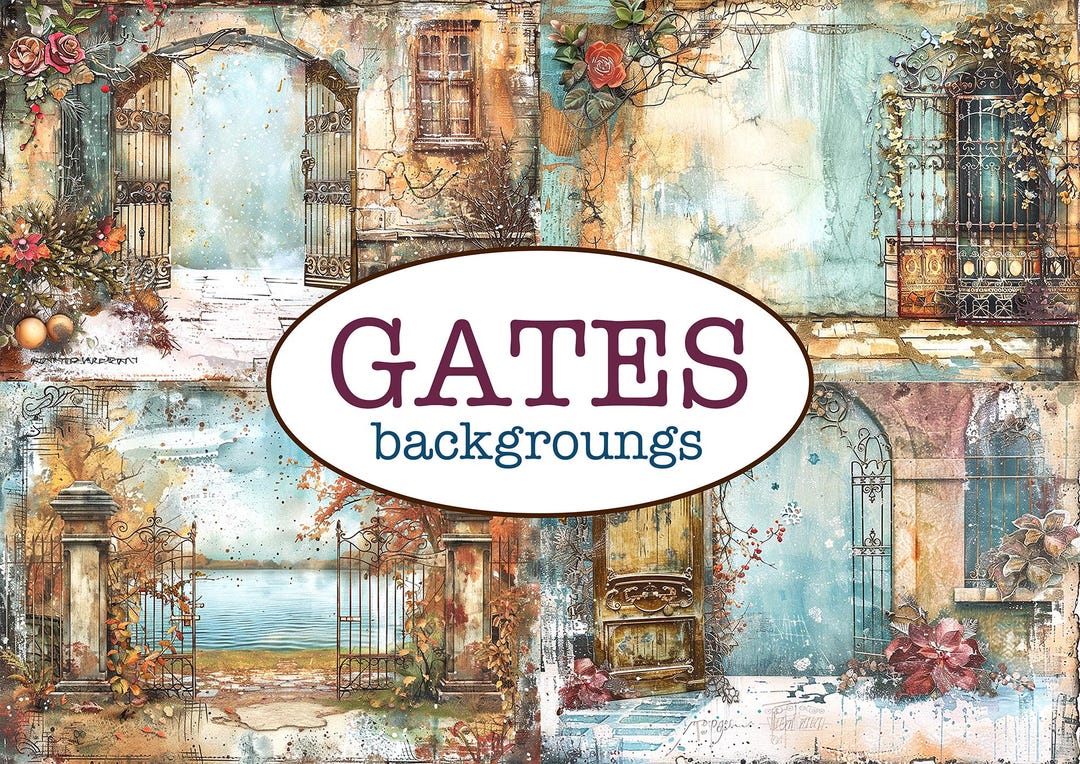 25 Printable GATES Themed PAGES / Junk Journal / Scrapbooking Paper ...
