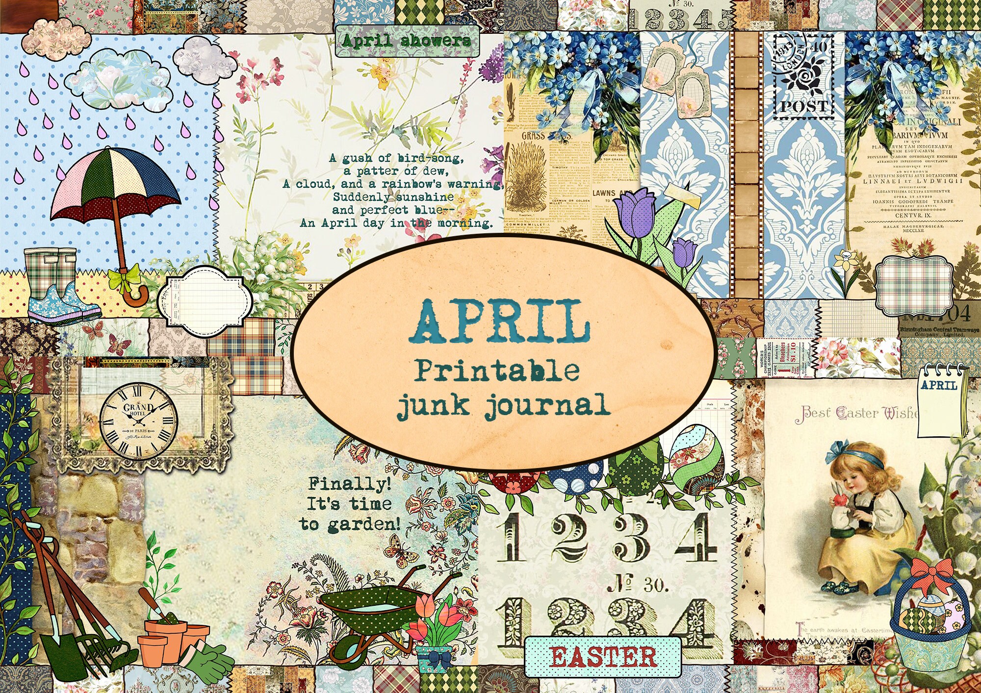 APRIL Journal KIT / 12 Sheets / Junk Journal / Spring / - Etsy