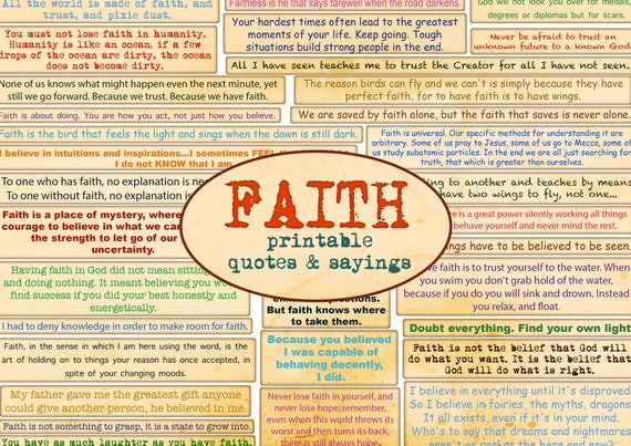 FAITH Quotes / Printable Quotes Phrases / Cut Out Sentiments - Etsy