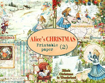 Alice's Christmas in Wonderland Printable Stamps 15 | Etsy