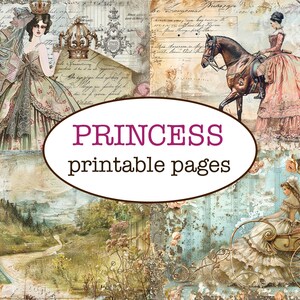 25 Printable PRINCESS Themed PAGES / Romantic Junk Journal ...