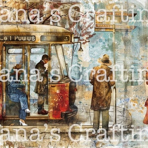 25 Printable BUS STOP Themed PAGES / Travel Junk Journal / Scrapbooking ...