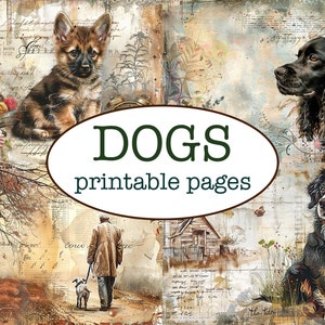 25 Printable DOG PAGES / Animal Junk Journal / Scrapbooking Paper ...