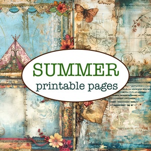 25 Printable SUMMER Themed PAGES / Printable Junk Journal / Vintage ...