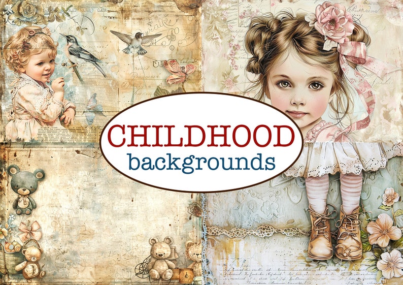 25 Printable CHILDHOOD Themed PAGES / Printable Junk Journal / Child ...
