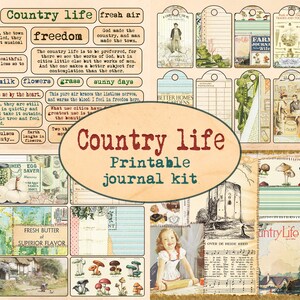 Country Life Journaling Kit (15 Pages) / Printable Junk Journal ...