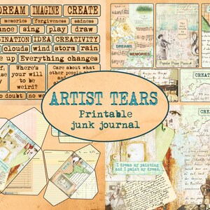 ARTIST TEARS Journaling Kit (15 Pages) / Printable Junk Journal ...
