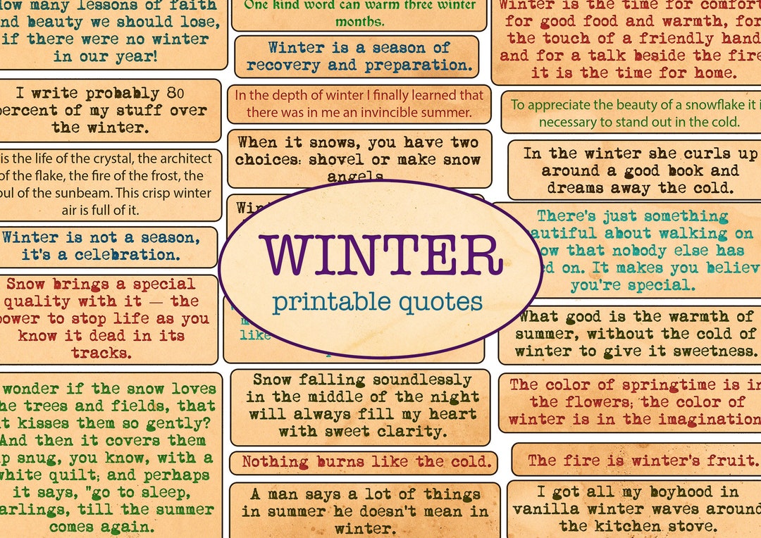 Winter Quotes and Phrases / Printable Vintage Ephemera / Journal ...