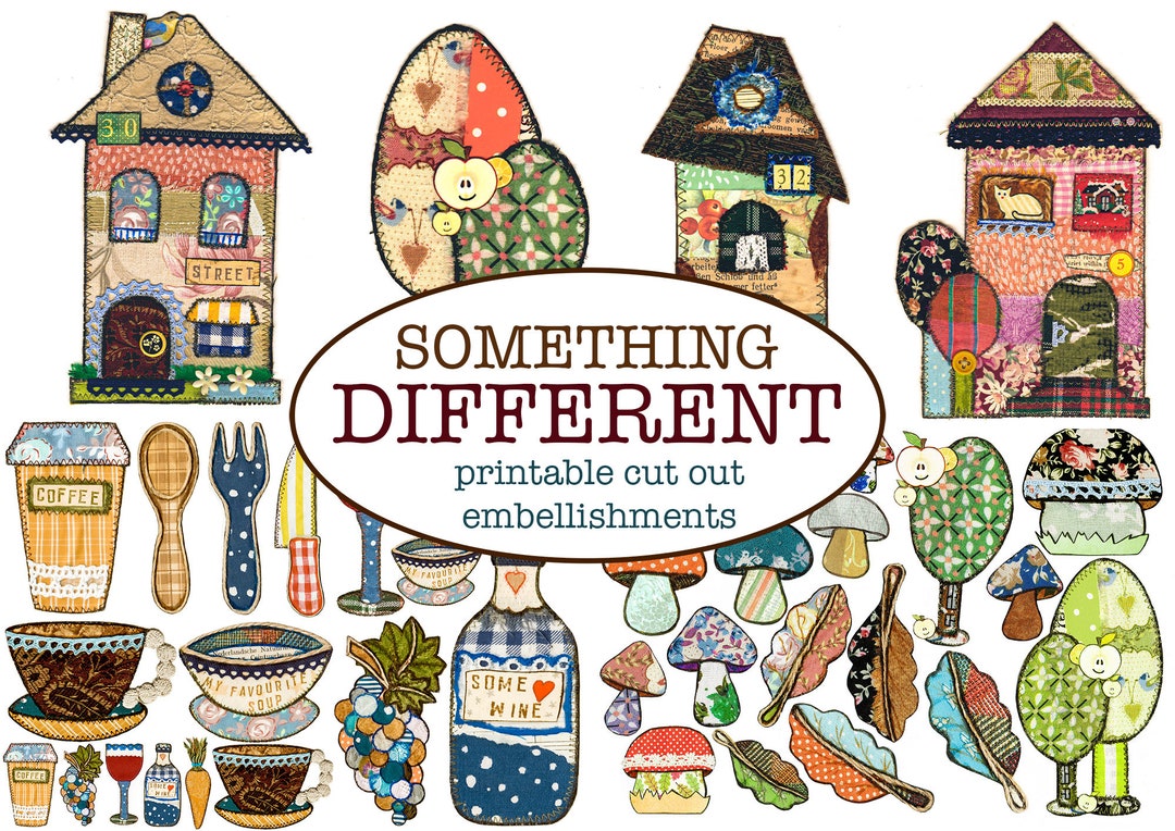 PATCHWORK Cut Out EMBELLISHMENTS / Handmade Ephemera /vintage Ephemera ...