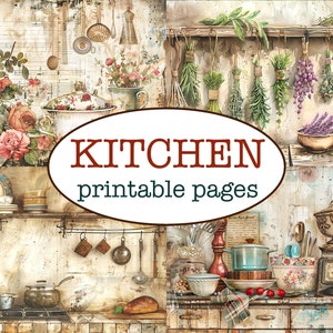 25 Printable KITCHEN PAGES / Cooking Junk Journal / Scrapbooking Paper ...