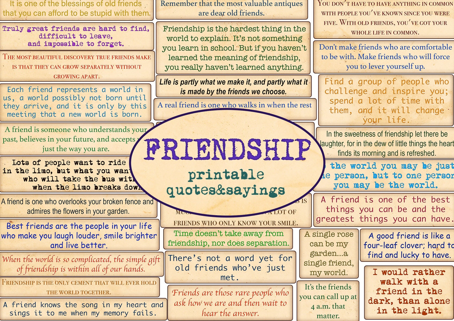 FRIENDSHIP Quotes / Printable Quotes and Phrases / Cut Out Sentiments ...