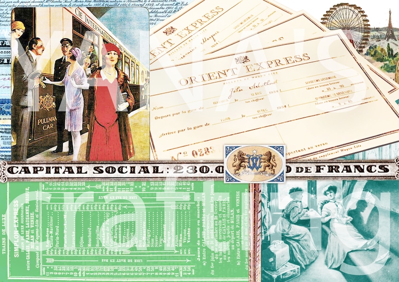 ORIENT EXPRESS Printable Junk Journal (15 Pages)/ Collaged Scrapbooking ...