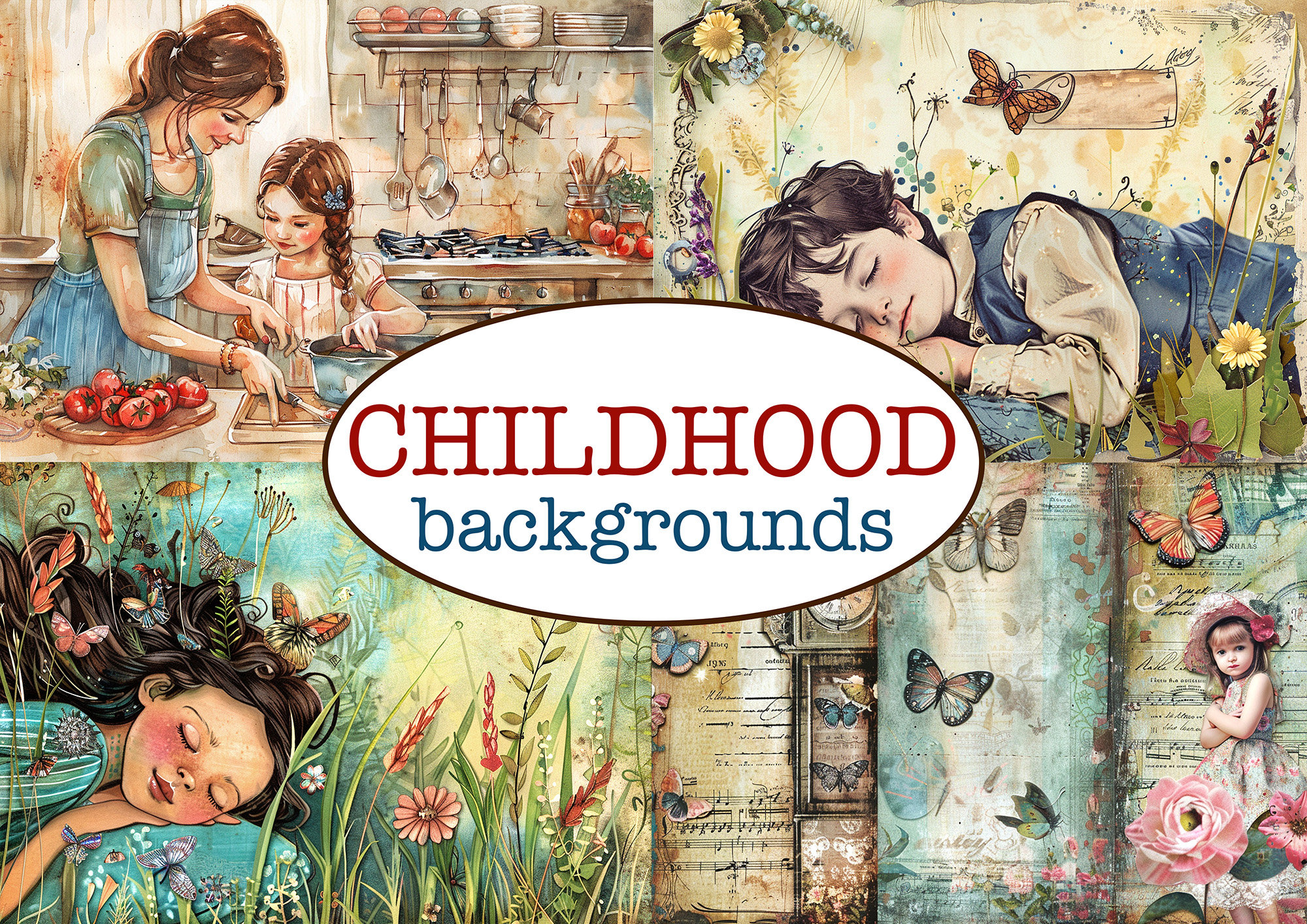25 Printable CHILDHOOD Themed PAGES / Printable Junk Journal / Child ...