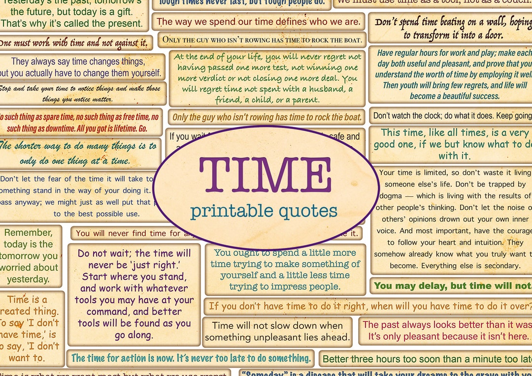 TIME Printable Quotes / Cut Out Ephemera / Sentiments Printable / Junk ...