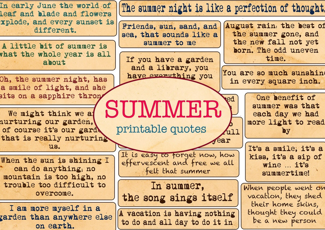 Summer Quotes and Phrases / Printable Vintage Ephemera / Embellishment ...