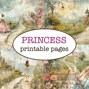 25 Printable PRINCESS Themed PAGES / Romantic Junk Journal ...