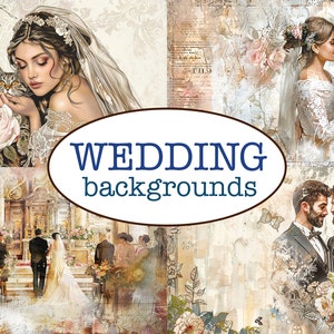 25 Printable WEDDING Printable Backgrounds / Love Junk Journal ...