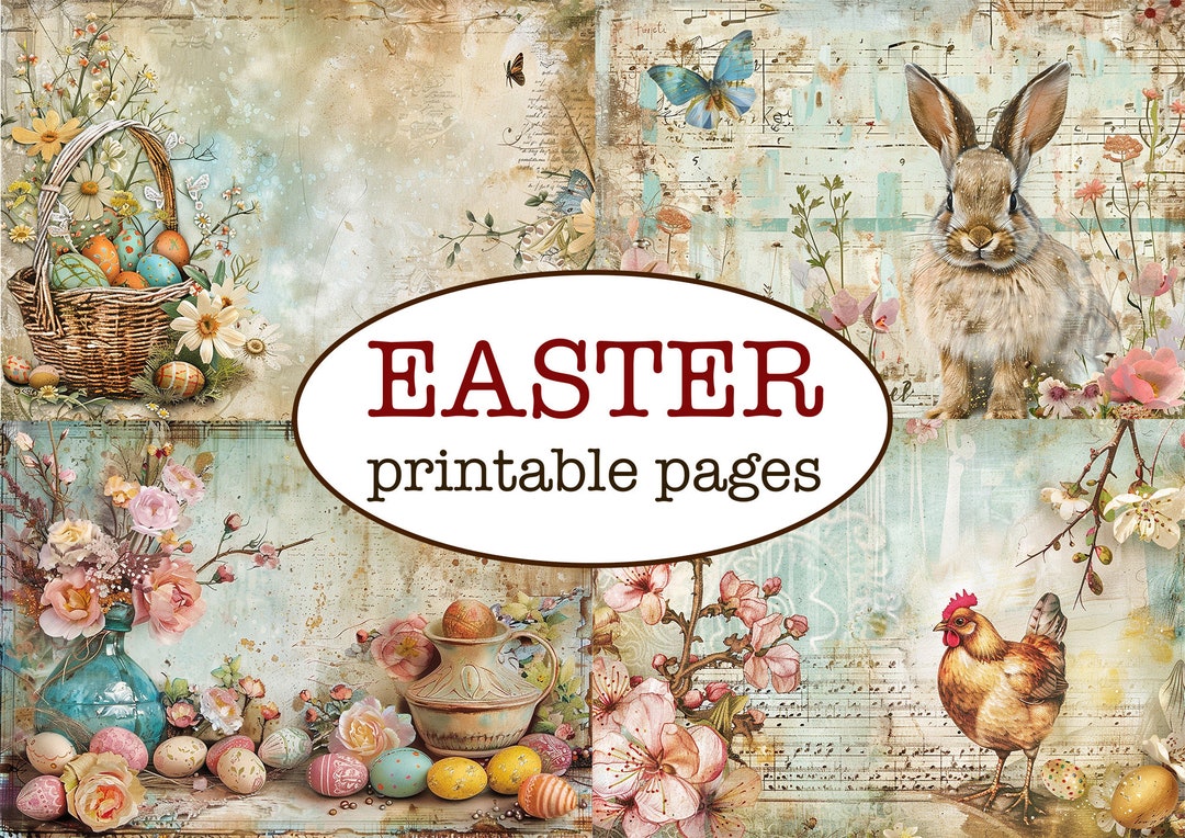 25 Printable EASTER PAGES / Junk Journal / Scrapbooking Paper ...