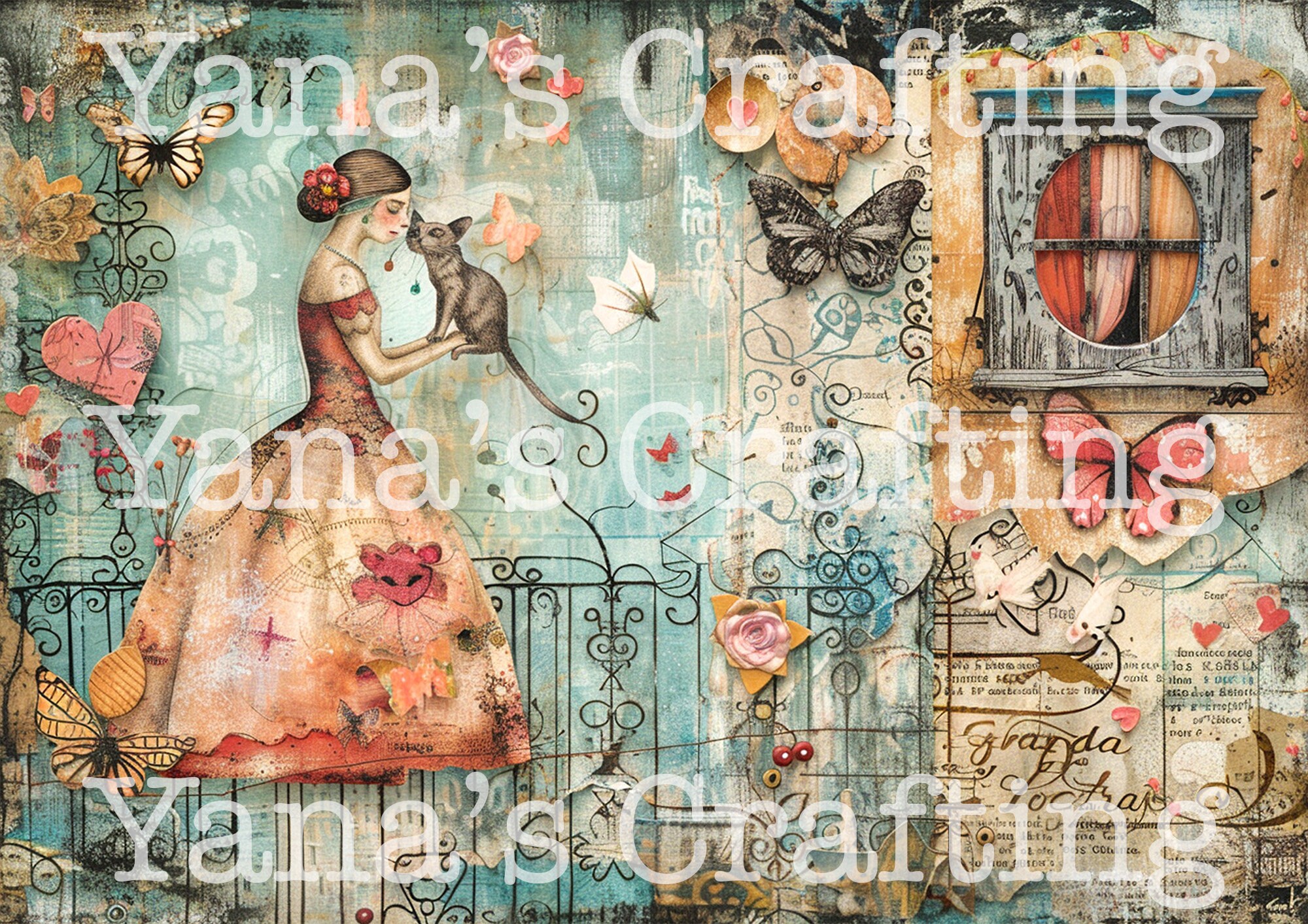 25 Printable CAT PAGES / Junk Journal / Animals Scrapbooking Paper ...