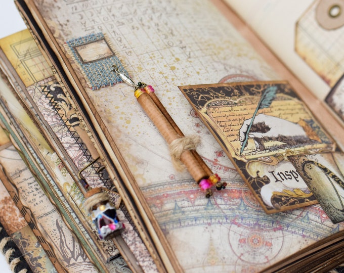 Alchemy Junk Journal / Vintage notebook / Spell book / Leather - Etsy 日本